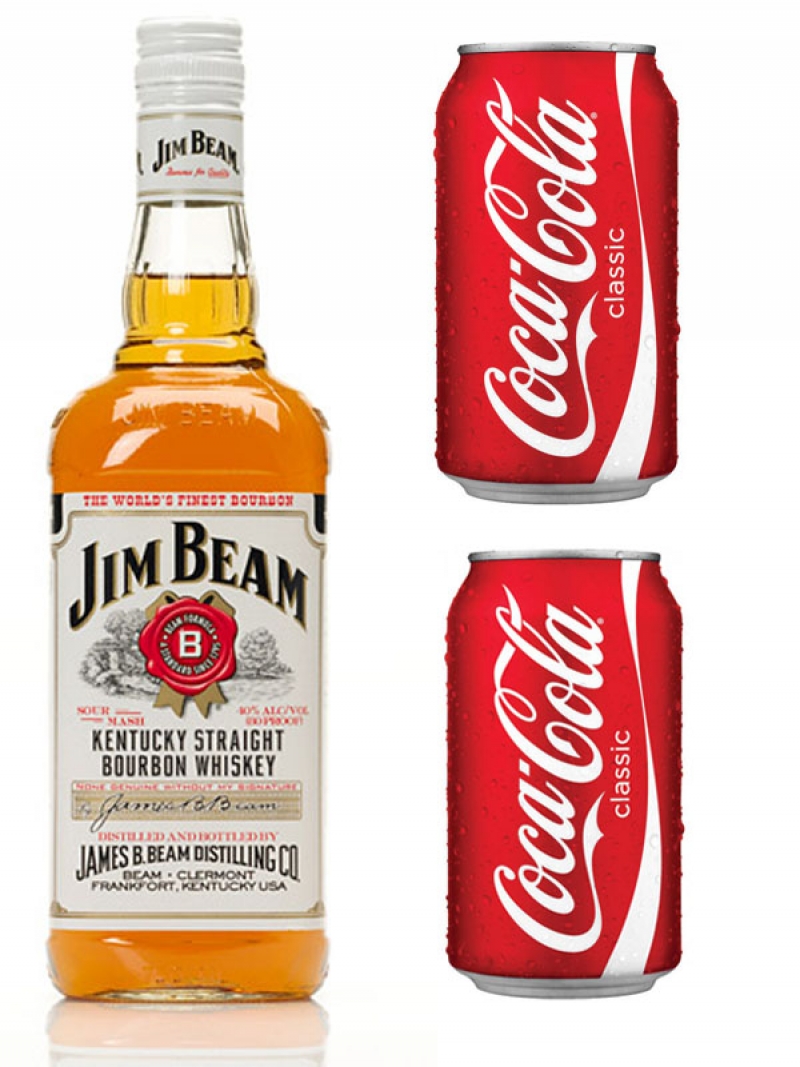 бърбън Джим Бийм 700мл + ПОДАРЪК 2 броя микс Jim Beam с Кока Кола 250мл